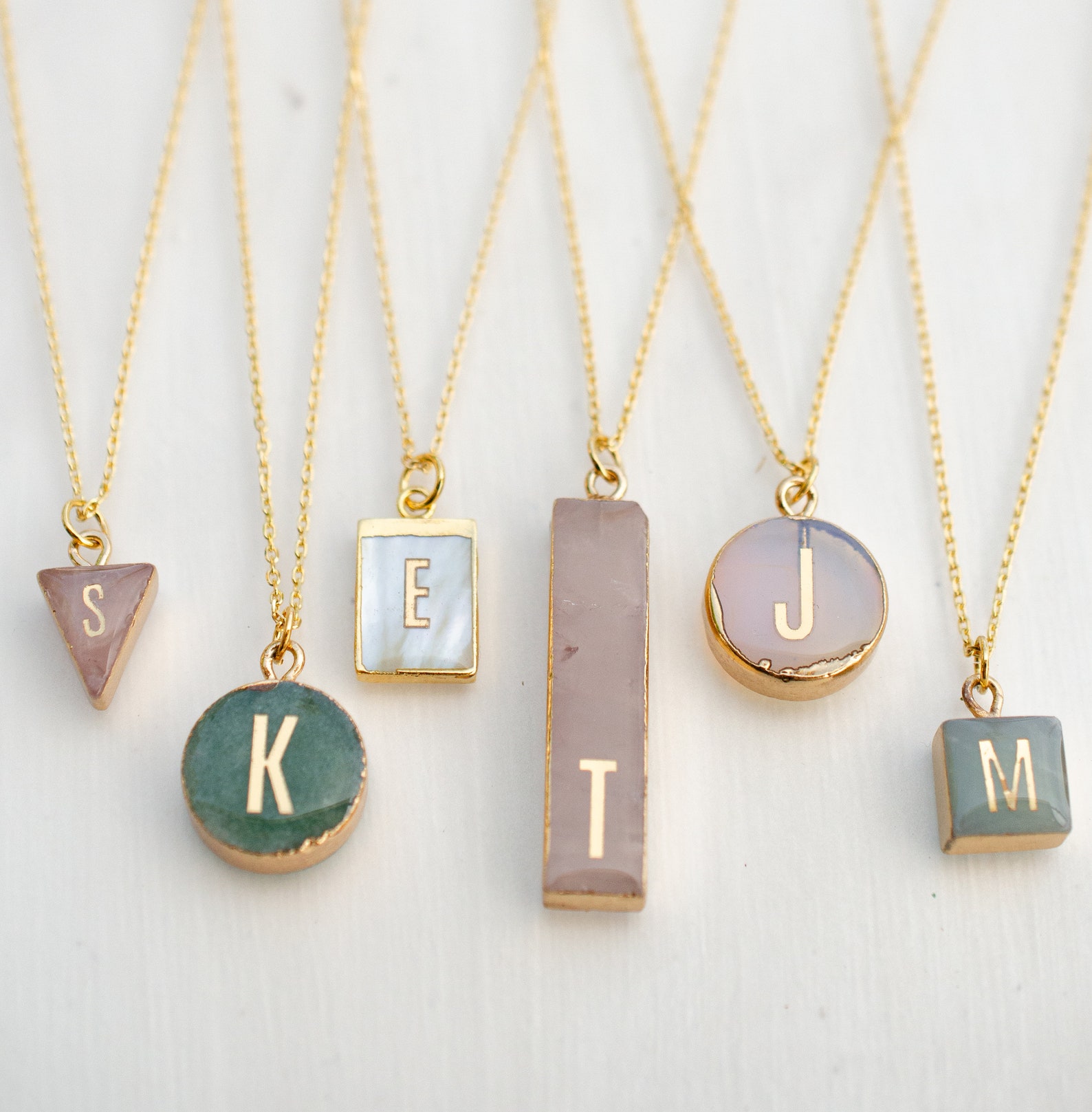 Personalized Initial Necklace Personalized Stone Necklace - Etsy