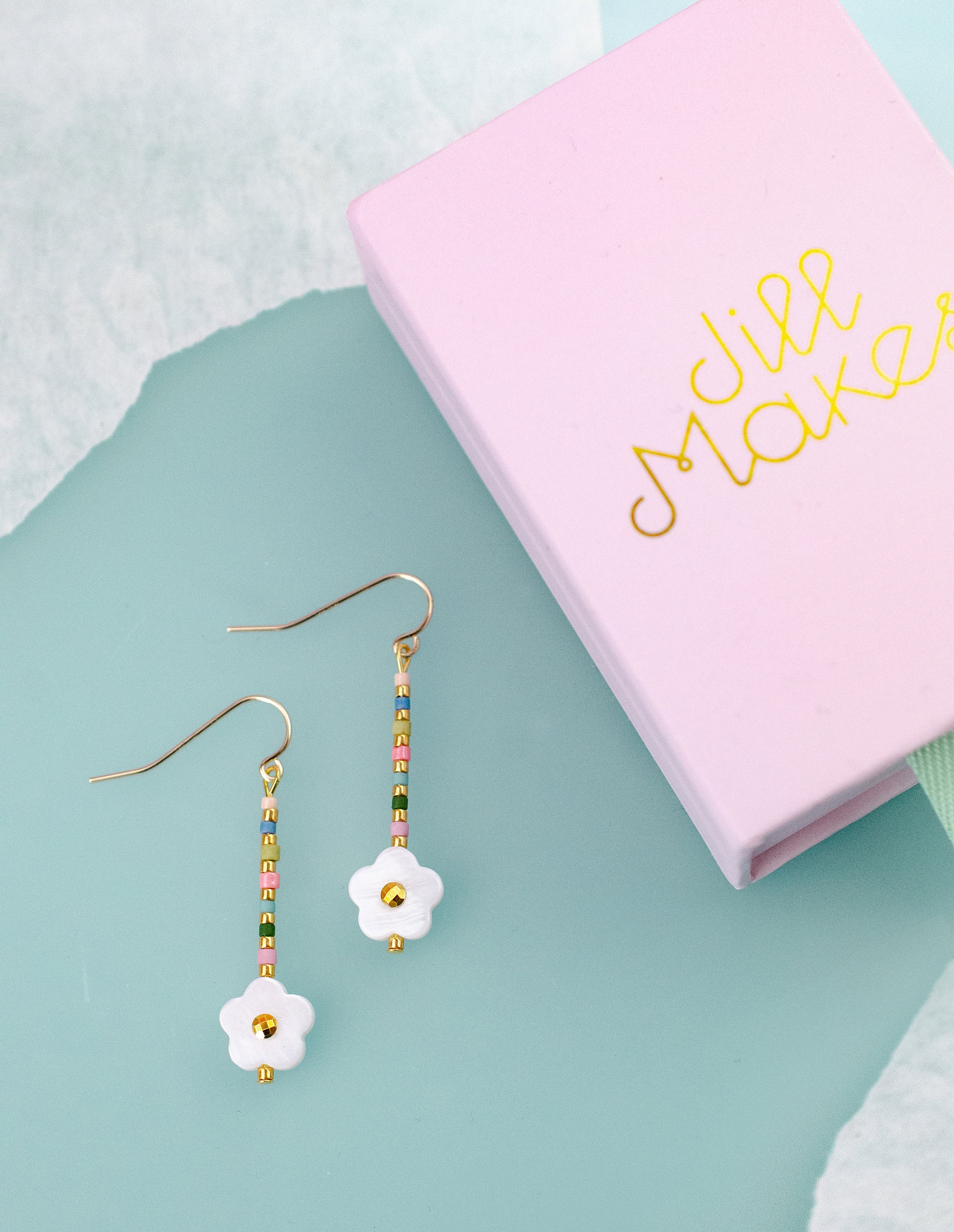 Beaded Flower Earrings, Flower Dangle Earrings, Colorful Dangle ...