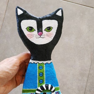 Cat From Paper Mache, Cute Kitty, Folk Art, Cat Decor, Recycled Paper ...