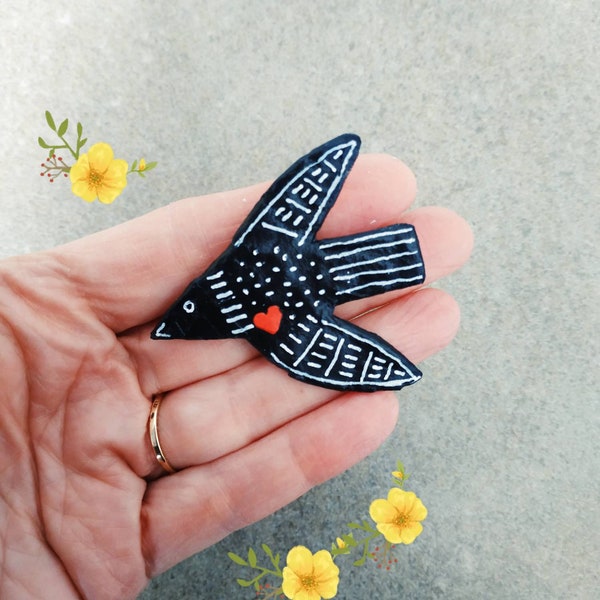 Paper Mache Brooch - Etsy