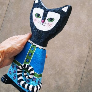 Cat From Paper Mache, Cute Kitty, Folk Art, Cat Decor, Recycled Paper ...