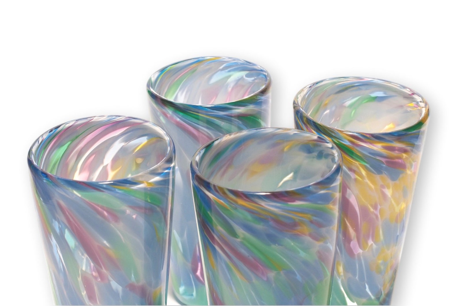 Multi Color Pattern Hand Blown Pint Glass Set | Etsy