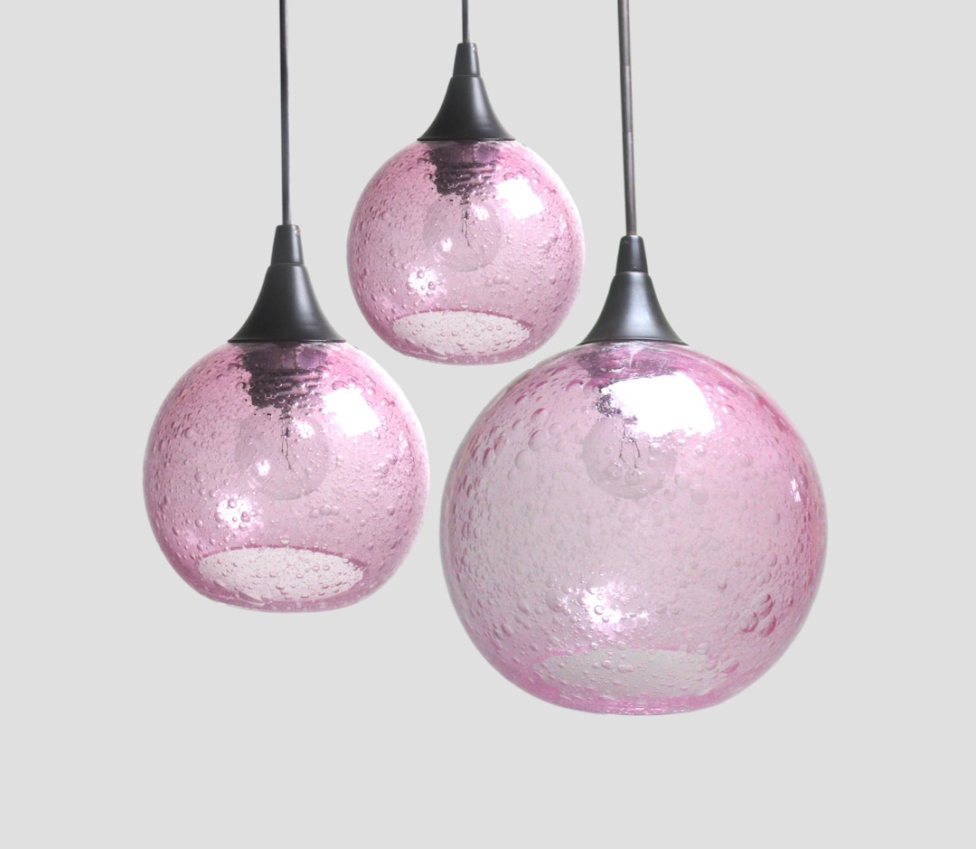 Hyacinth Pink Bubble Cluster - Light Fixtures Colored Pendant Lamps ...