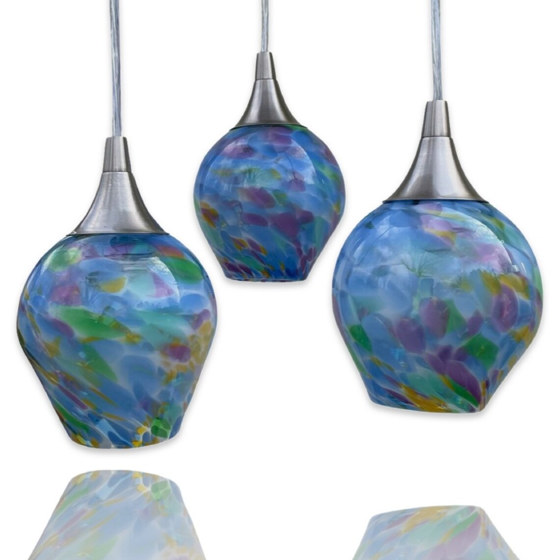 Mini Pendant Light Trio in Multi Color Hand Blown - Etsy