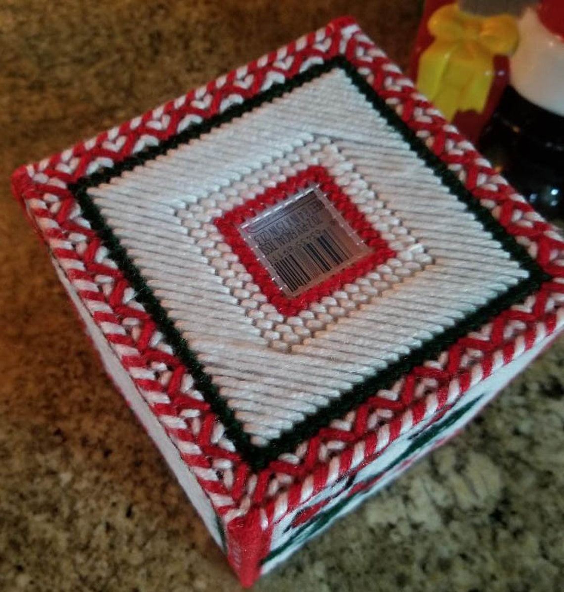 Christmas Candy Cane Tissue Box Topper Tissue Box Cover Red, Green ...