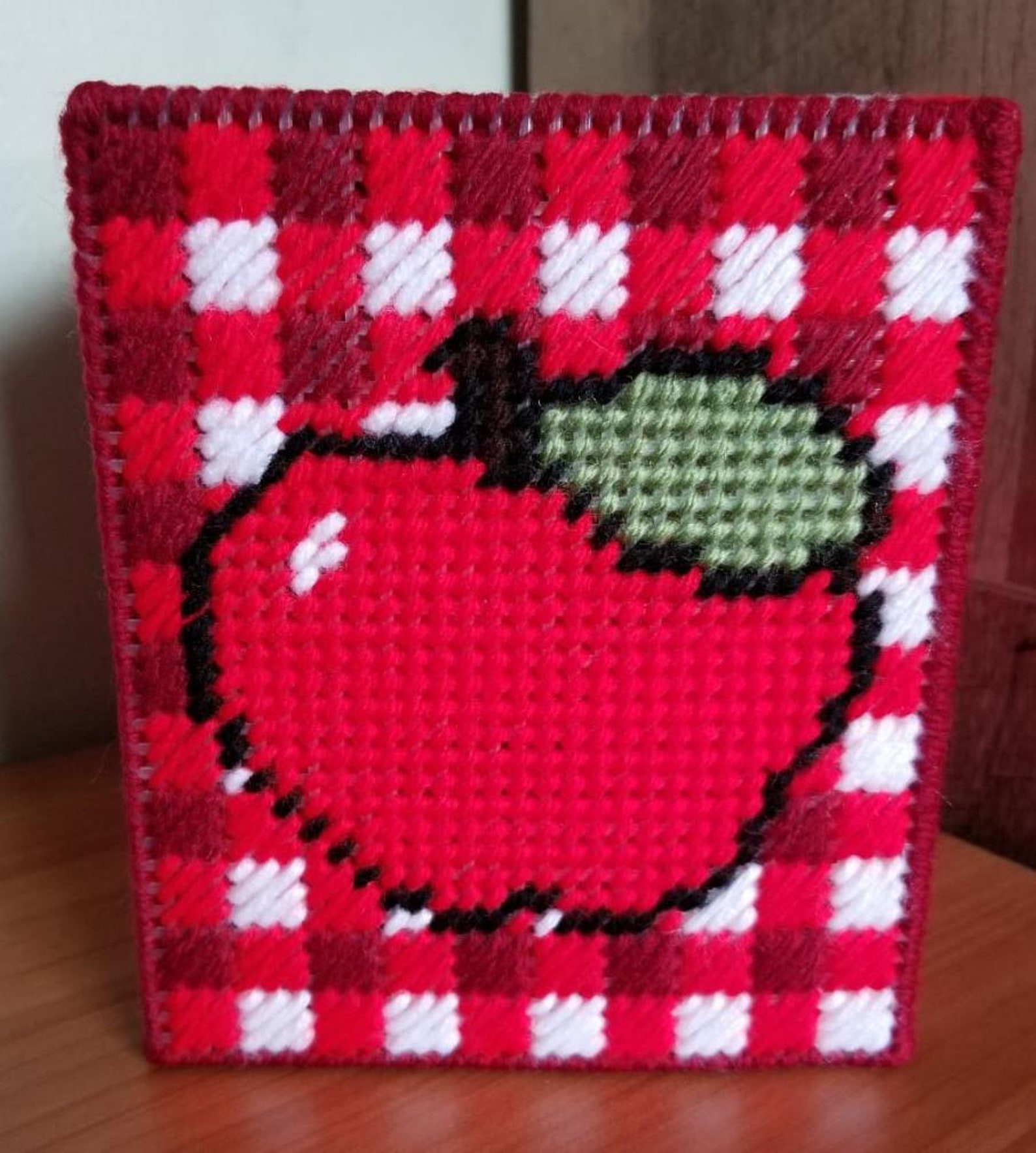 Gingham Apple Tissue Box Cover/tissue Box Topper - for Teacher - Etsy