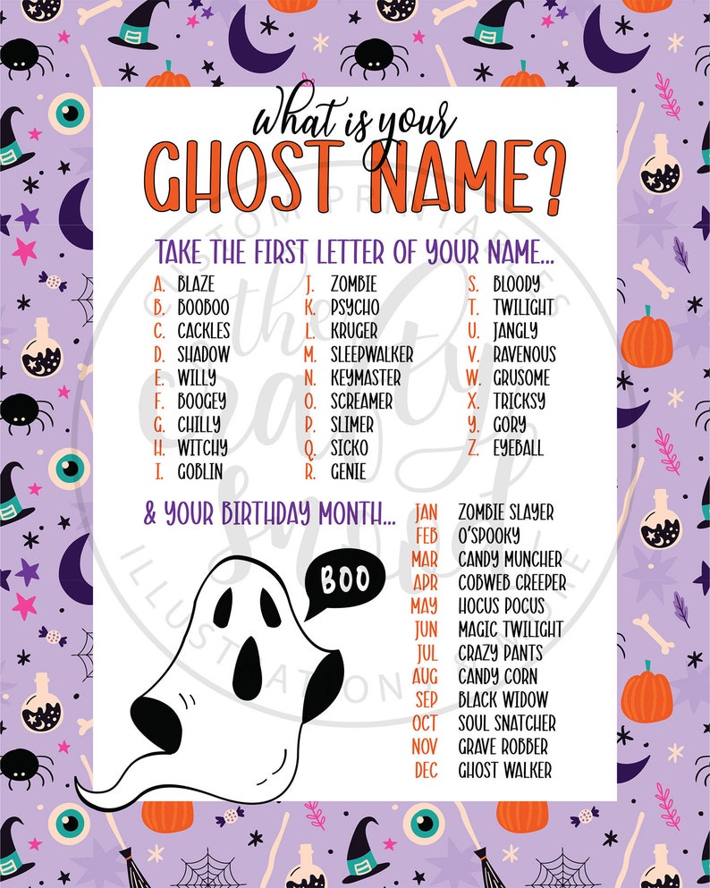 What is Your Ghost Name? Halloween Party Printable - Digital Download ...