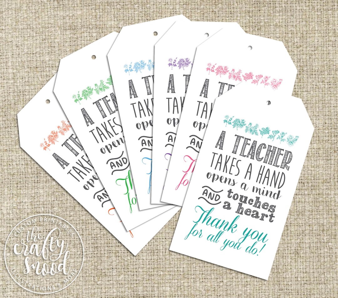 6 Teacher Gift Tags Instant Download Printable - Etsy