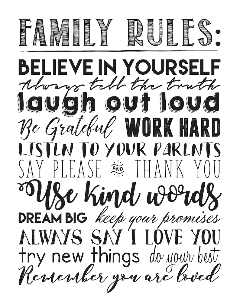 Family Rules Printable Instant Download - Etsy