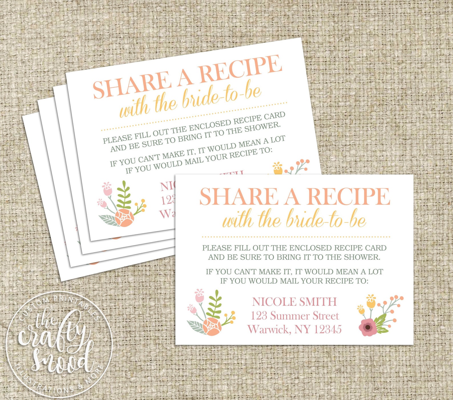 Share a Recipe Card Insert Digital File Printable - Etsy