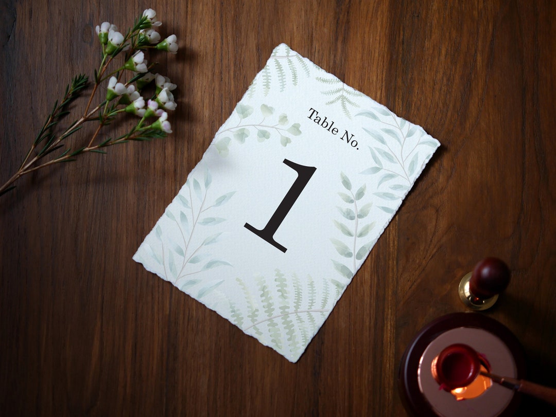 4x6 Table Number Cards, Watercolor Greenery Printable PDF Digital File ...