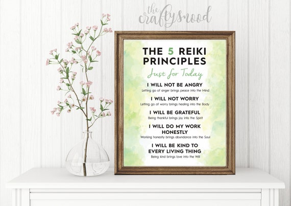 The Reiki 5 Principles GREEN Instant Download Poster | Etsy