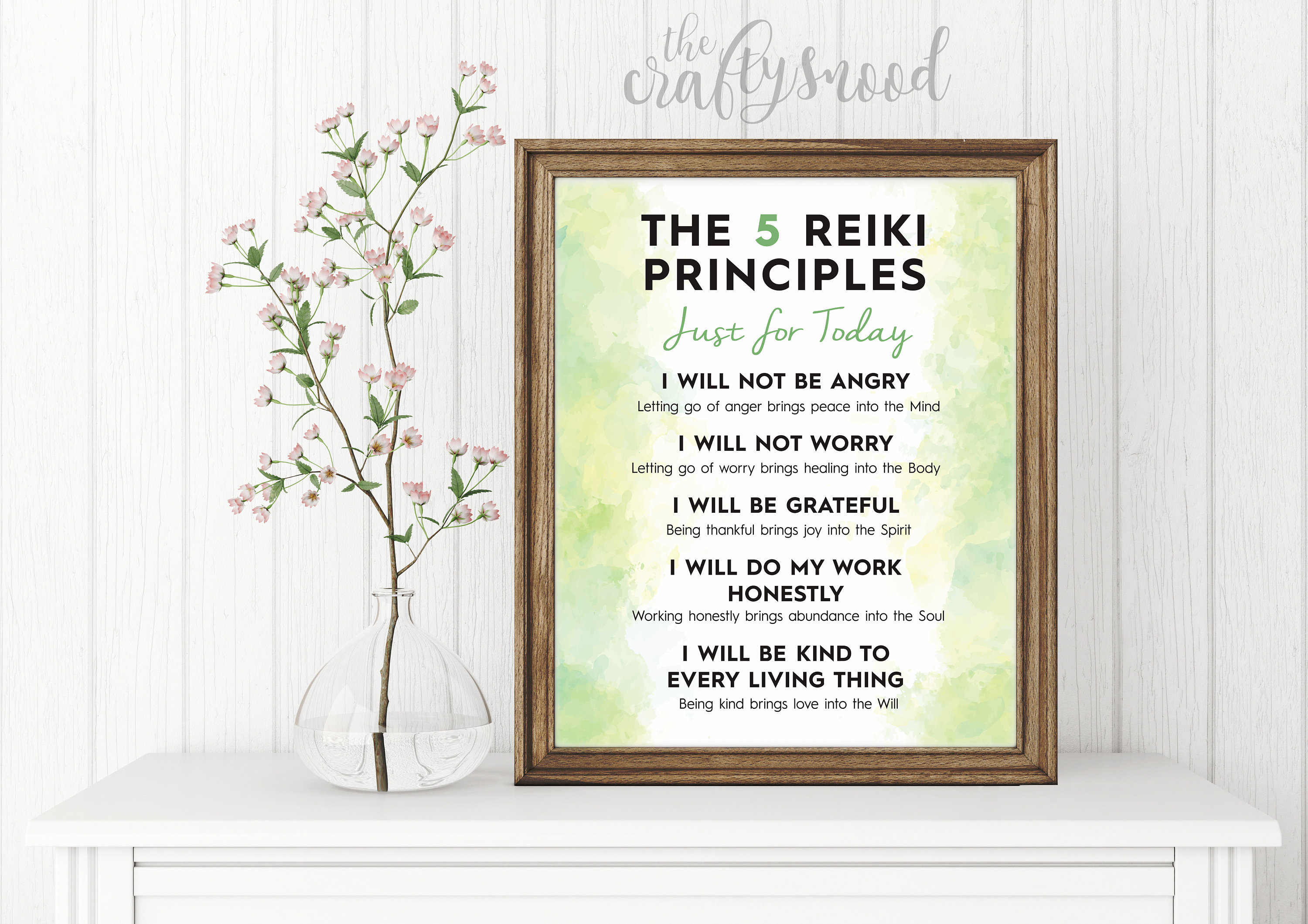 The Reiki 5 Principles GREEN Instant Download Poster - Etsy UK