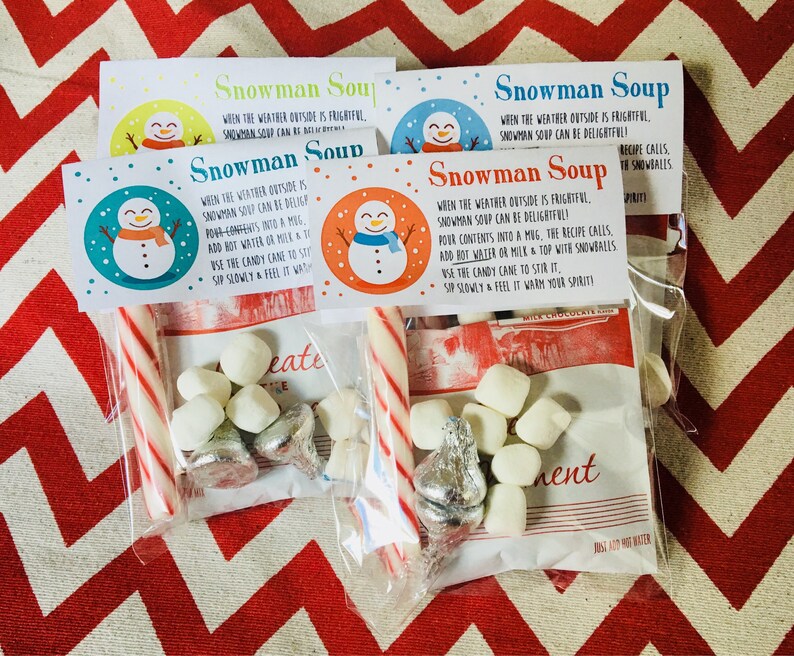 Snowman Soup hot Cocoa Bag Toppers 4-up for - Etsy