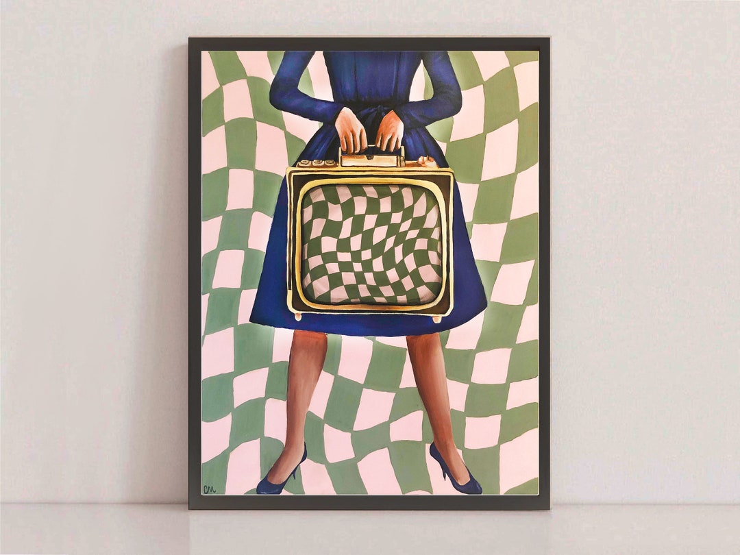 Retro TV Surrealism Art Print, Modern Abstract Painting (frame Not ...