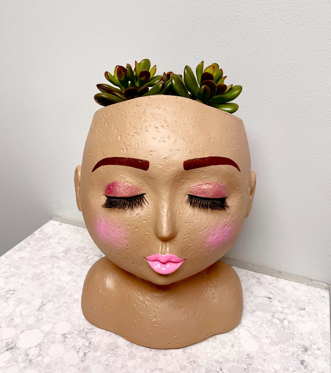 Medium Skin Tone/face Planter/head Planter With Drainage Hole/plant ...
