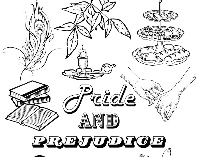 Pride and Prejudice Themed Coloring Page - Digital Download Coloring ...