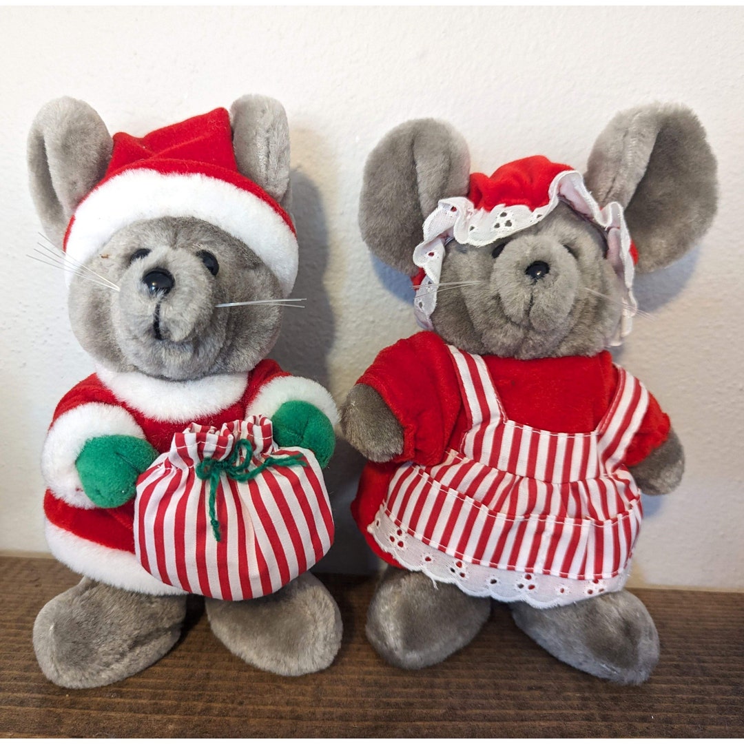Vintage Christmas Mice R. Dakin and Co. Stuffed Animal Christmas Decor ...
