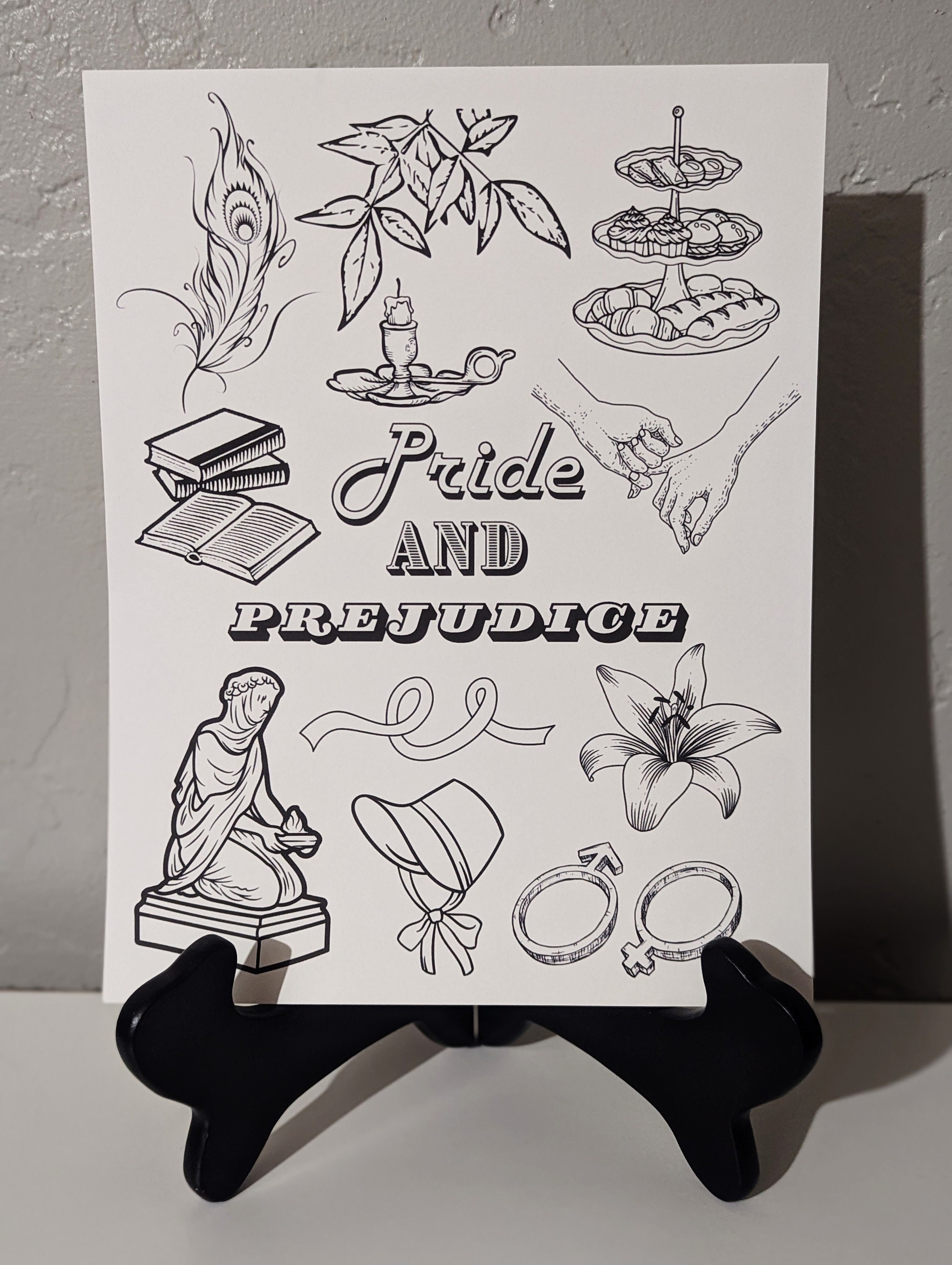 Pride and Prejudice Themed Coloring Page - Digital Download Coloring ...