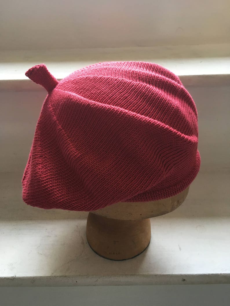 Red Cotton Beret Raspberry Beret Red Cotton Tam Vegan | Etsy