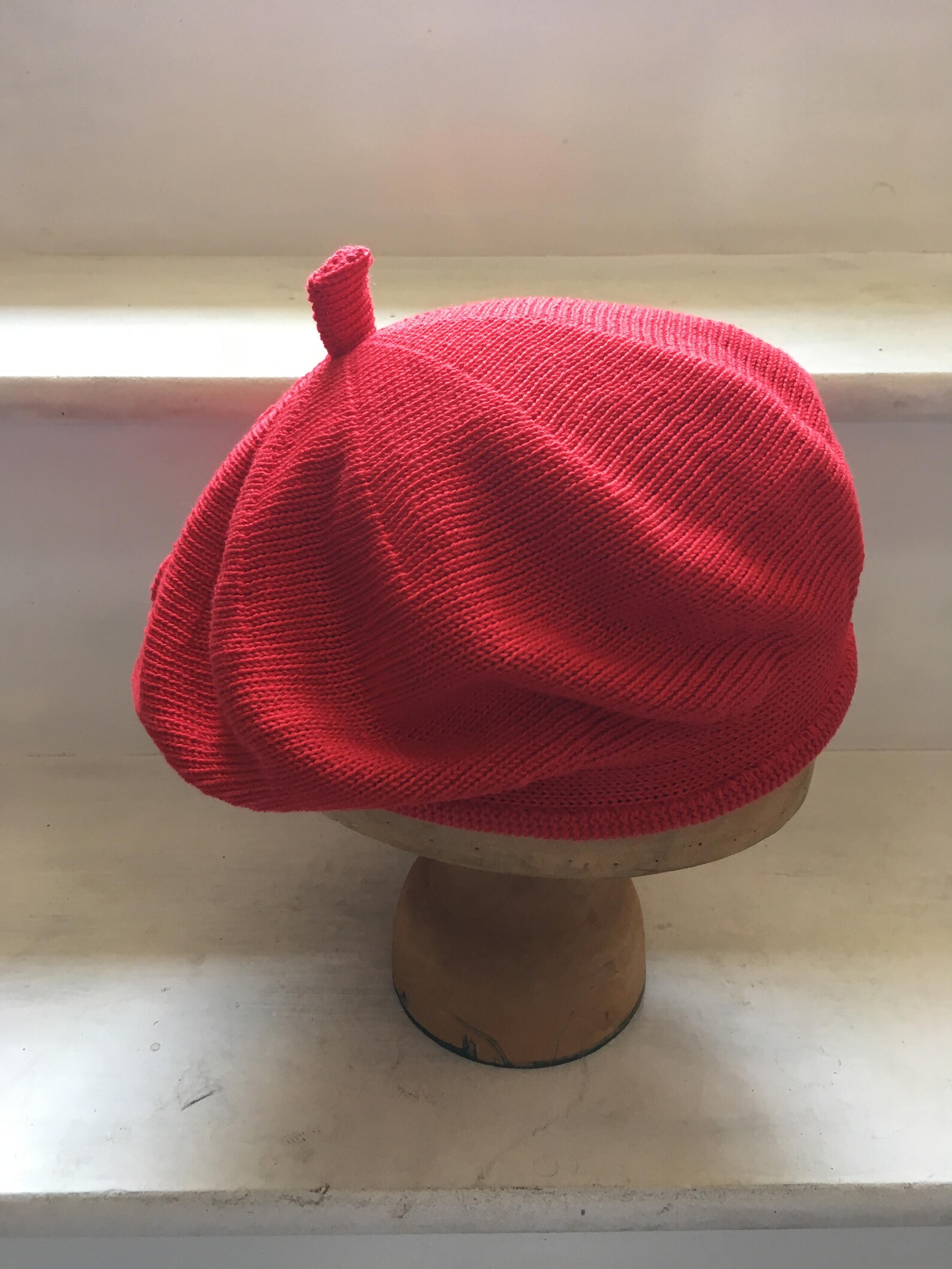 Red Cotton Beret, Bright Red Beret, Red Knitted Tam, Women's Red Beret ...