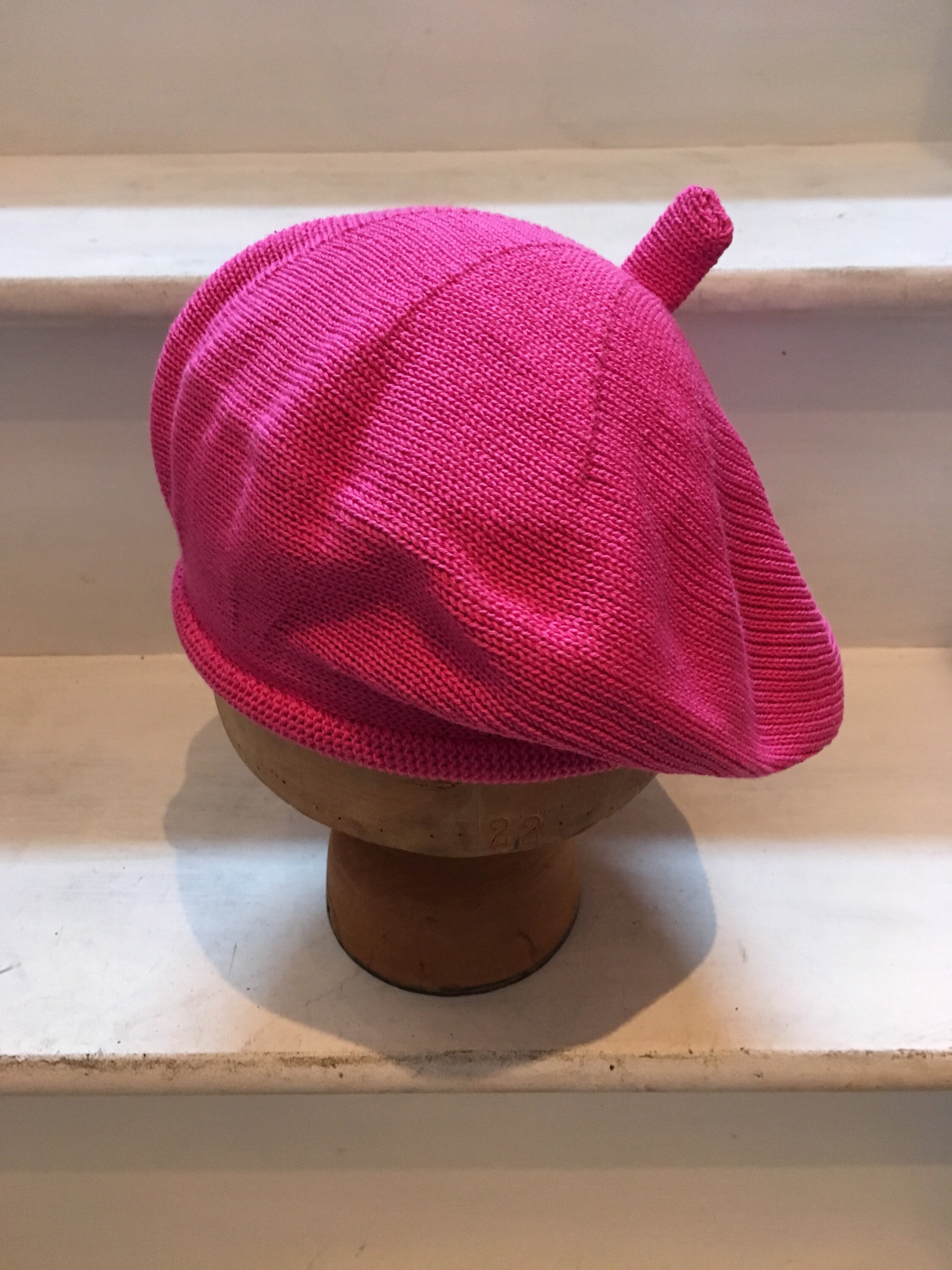 Pink Cotton Beret Bright Pink Tam Pink Vegan Beret Pink | Etsy