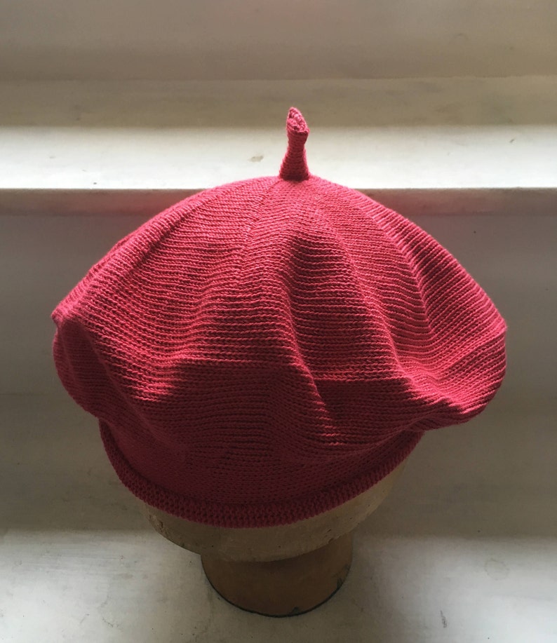 Red Cotton Beret Raspberry Beret Red Cotton Tam Vegan | Etsy