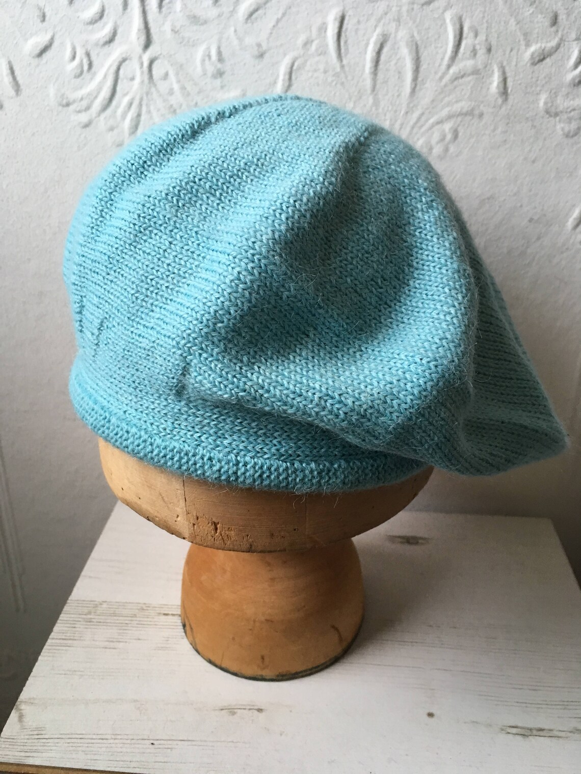 Aqua Knitted Beret Blue Knit Beret Light Blue Beret Pale - Etsy