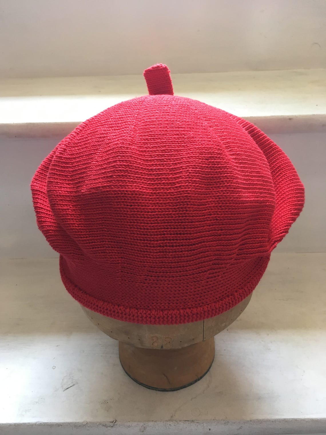 Red Cotton Beret, Bright Red Beret, Red Knitted Tam, Women's Red Beret ...
