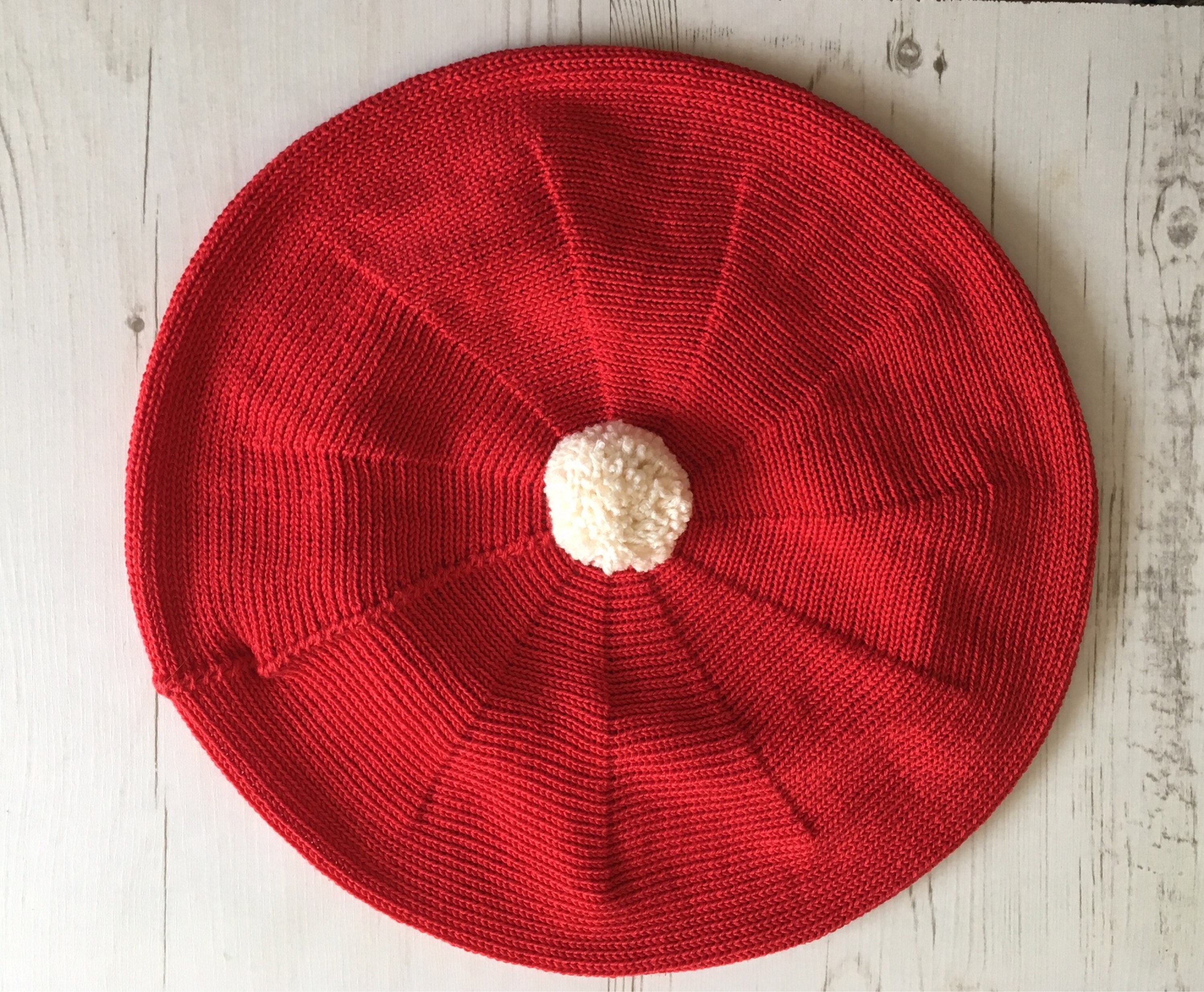 Red Cotton Beret, Bright Red Beret, Red Knitted Tam, Women's Red Beret ...