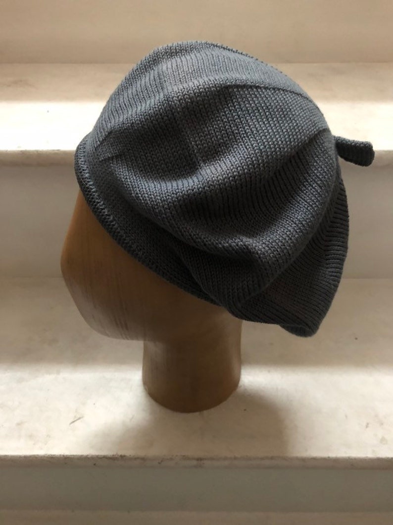 Dark Grey Beret Grey Cotton Beret Slate Knitted Tam Dark - Etsy UK