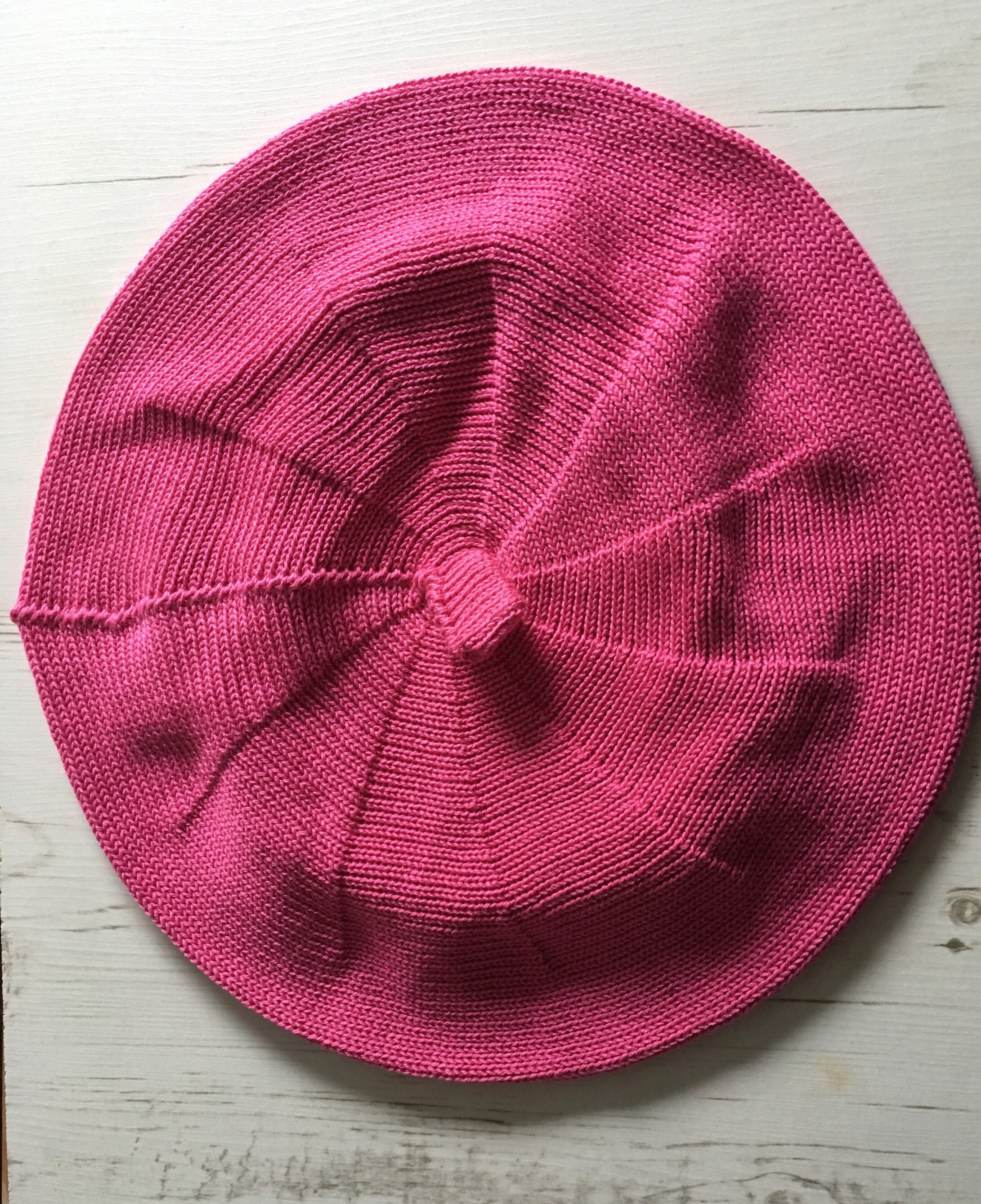 Pink Cotton Beret Bright Pink Tam Pink Vegan Beret Pink | Etsy