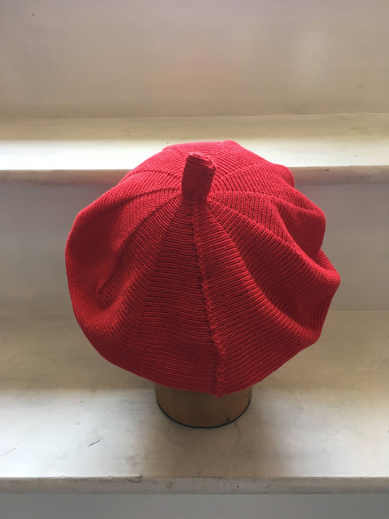 Red Cotton Beret Bright Red Beret Red Knitted Tam | Etsy