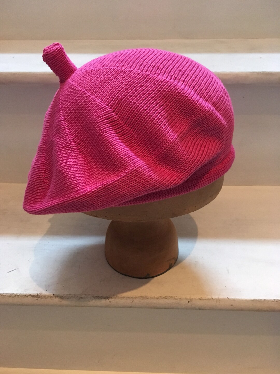 Pink Cotton Beret, Bright Pink Tam, Pink Vegan Beret, Pink Cotton Tam ...