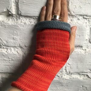 Red Cotton Gloves, Red Fingerless Gloves, Cotton Knit Gloves, Red Vegan ...