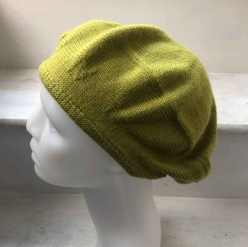 Green Alpaca Beret Lime Knitted Beret Green Alpaca Tam | Etsy