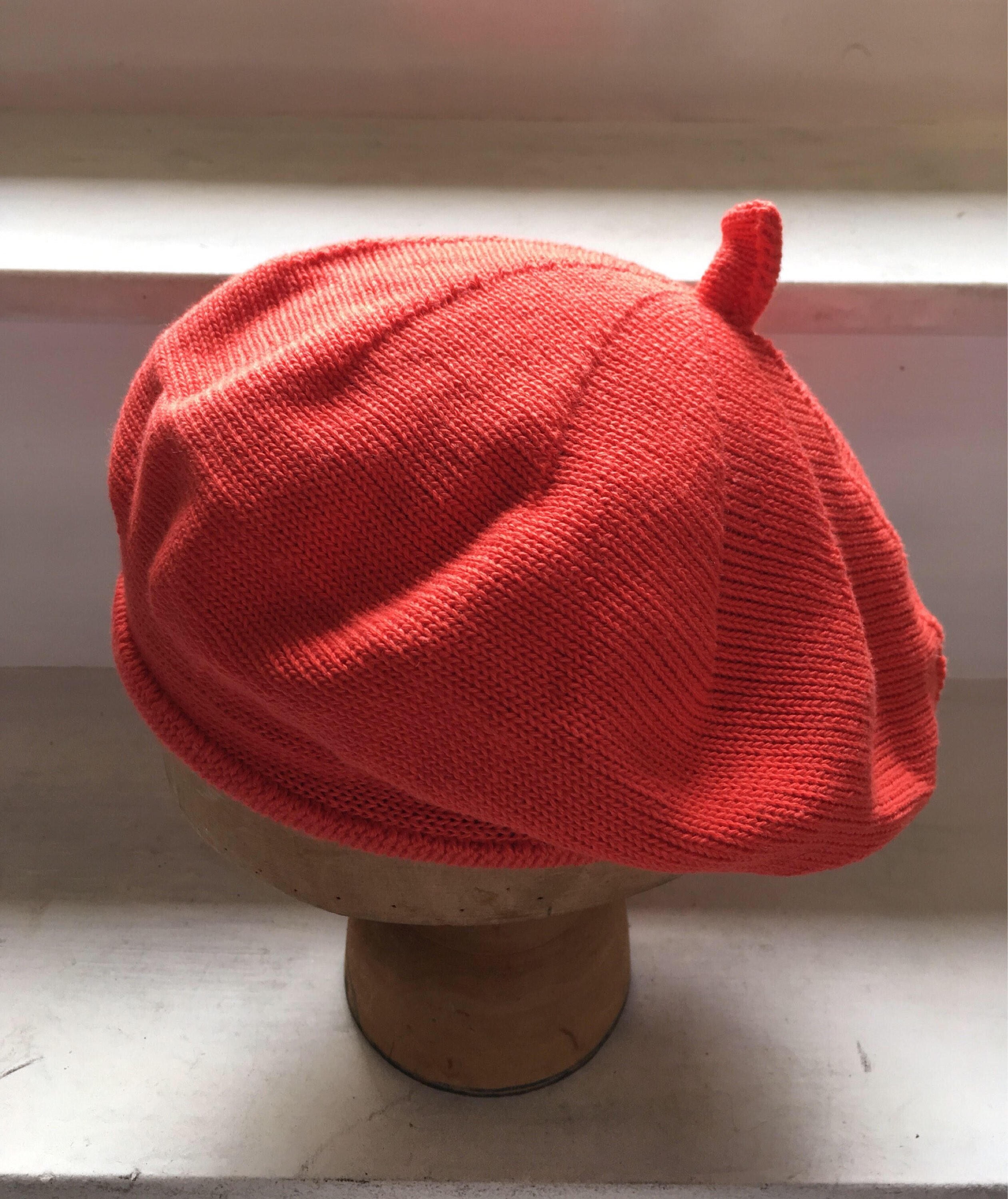 Orange cotton beret women's scarlet tam orange-red | Etsy