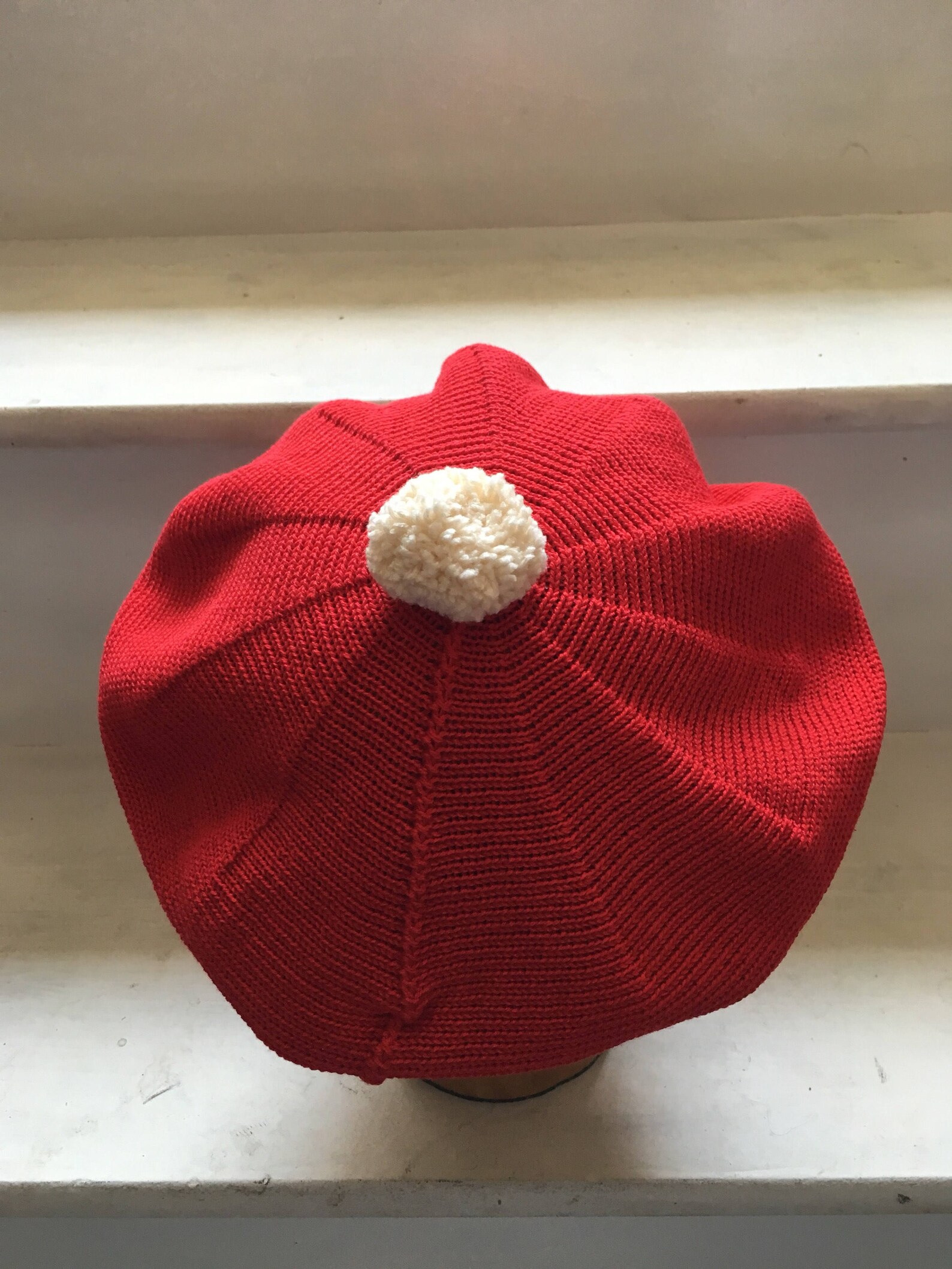 Red Cotton Beret, Bright Red Beret, Red Knitted Tam, Women's Red Beret ...
