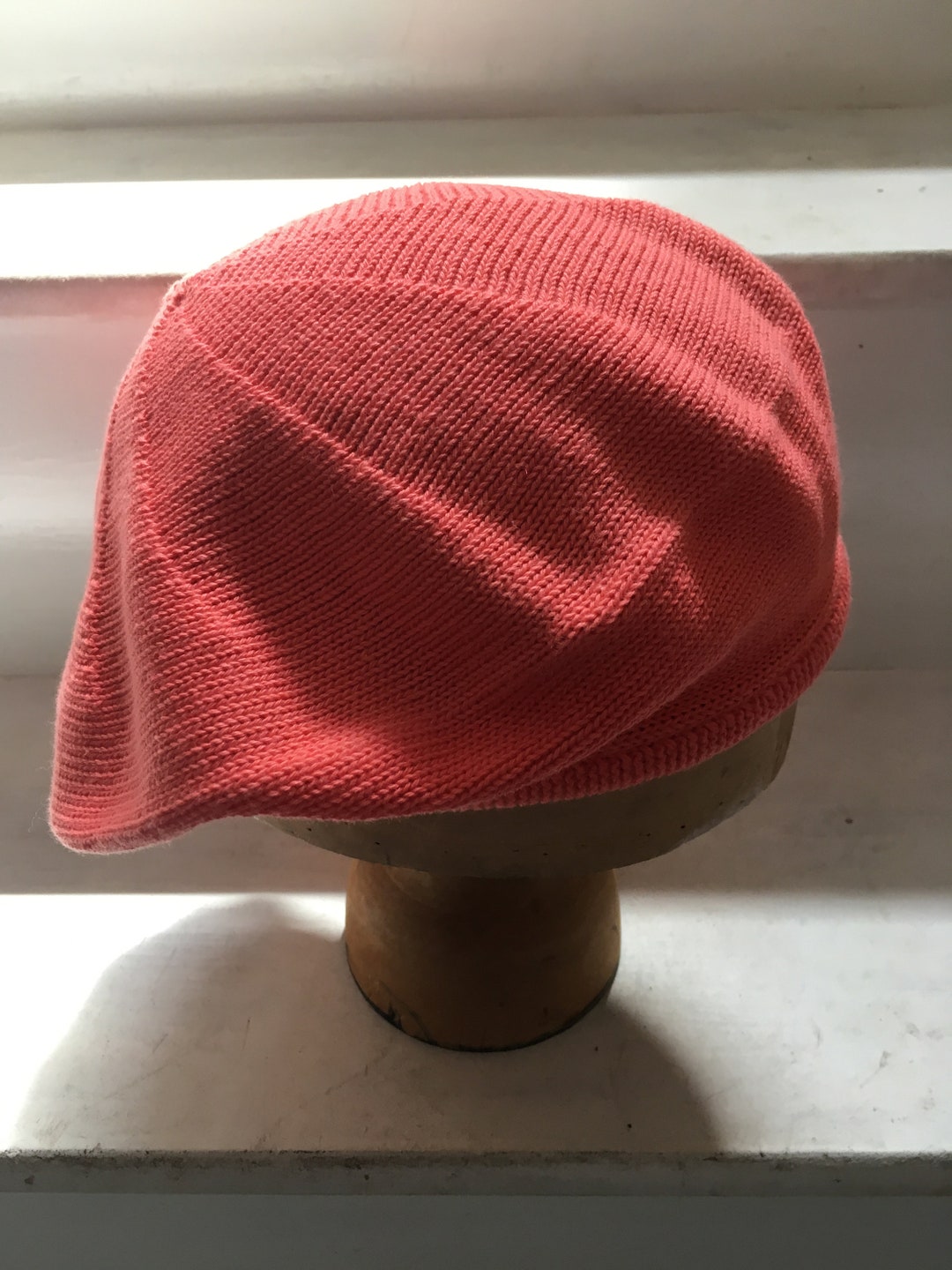 Coral Pink Beret, Salmon Beret, Coral Tam, Pink Cotton Beret, Cotton ...