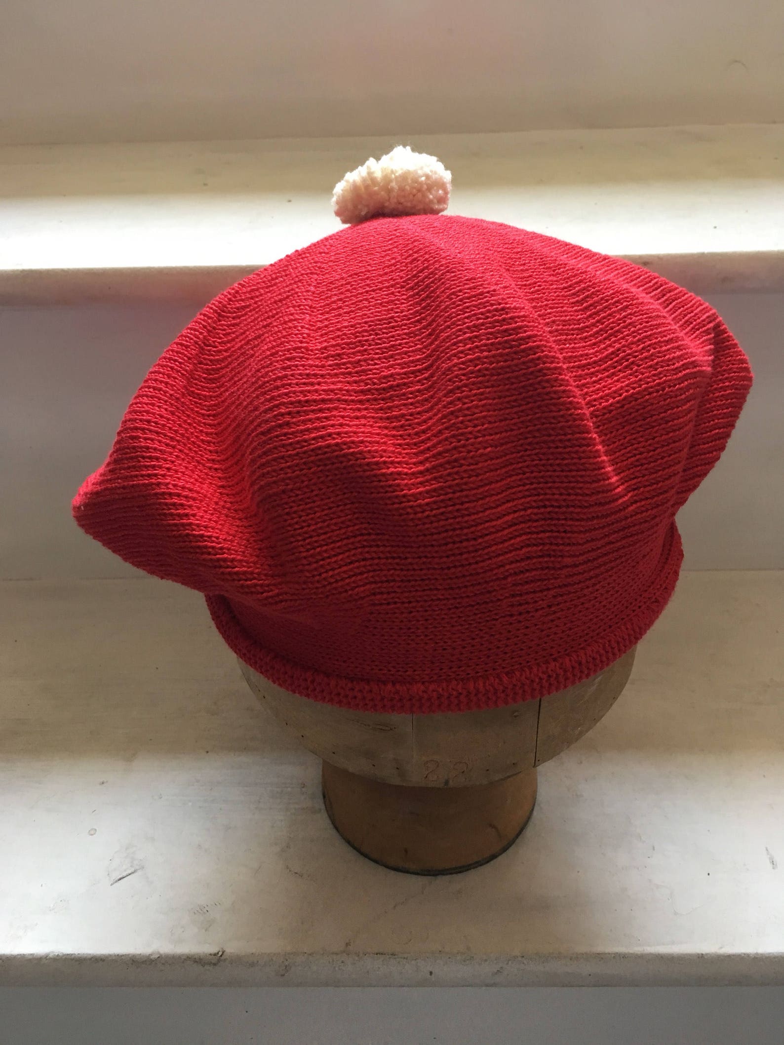 Red Cotton Beret Bright Red Beret Red Knitted Tam - Etsy