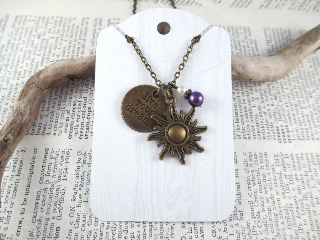 Collar de Rapunzel, Vive tu sueño en bronce, Collar con dije de sol ...