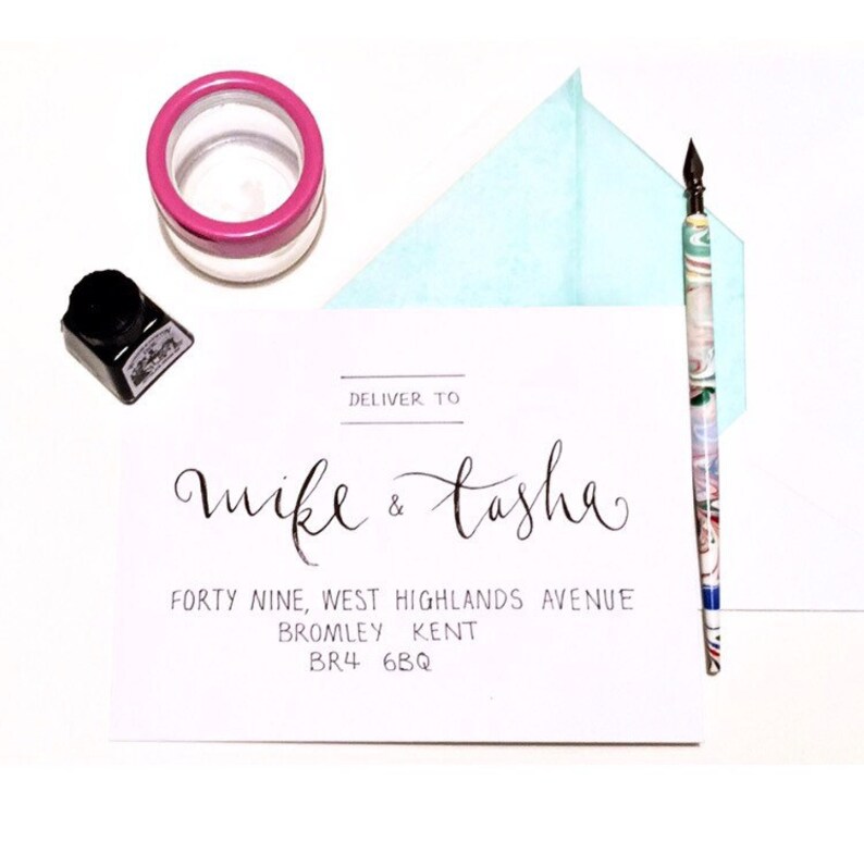 Modern Wedding Calligraphy Handwritten Envelopes in Black Dip - Etsy UK