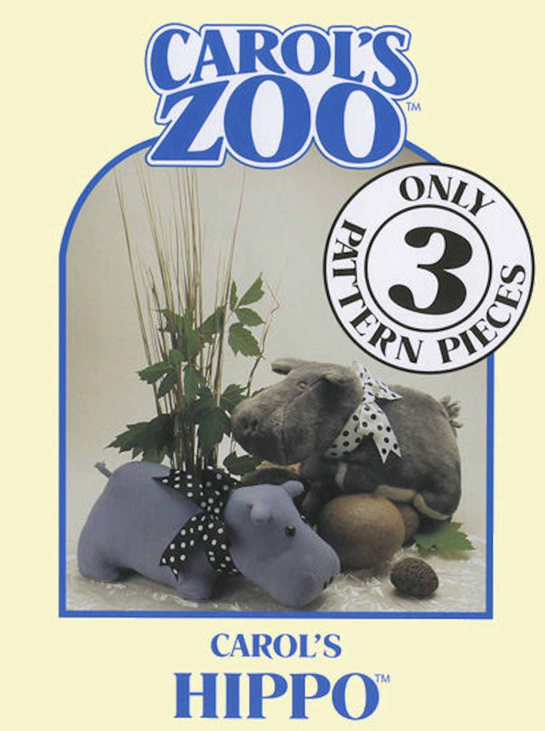 Hippo 3-piece Pattern PDF by Carols Zoo - Perfect Craft Project for ...