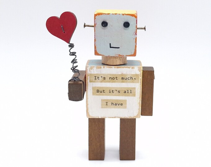 Love Robot. Handmade, Recycled, Unique Wood Gift. Geek, Retro. I Give ...