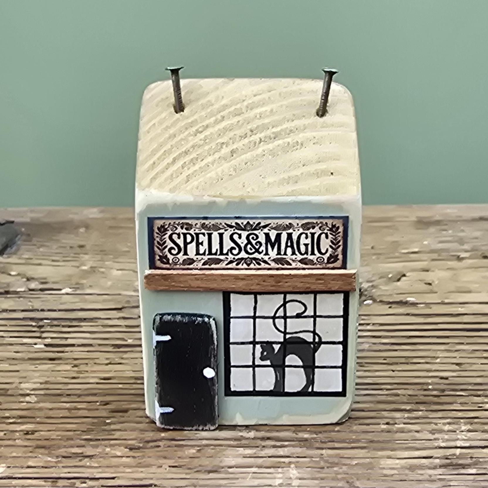 Miniature Spells and Magic Shop. Wooden Witches Shop Ornament. Recycled ...