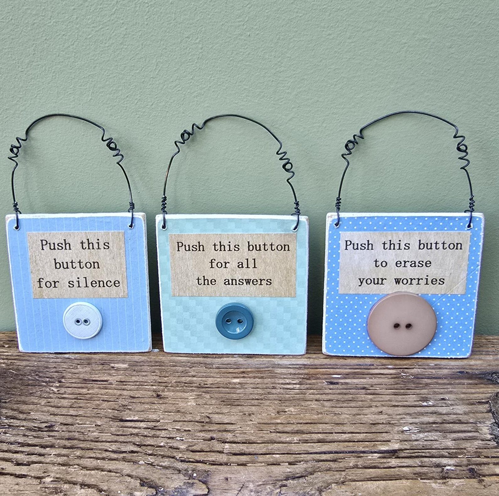 Small Hanging Wooden Sign /plaque. Magic Button. Novelty Funny Gift ...