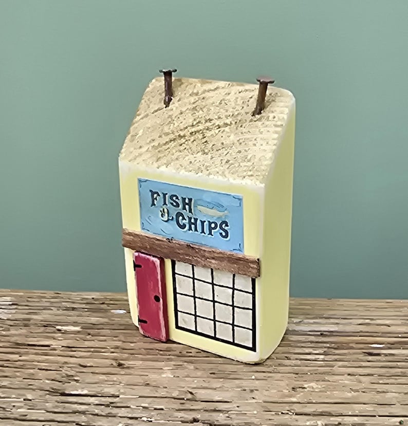 Wooden Fish and Chip Shop Model. Seaside Ornament. Miniature Chippy ...
