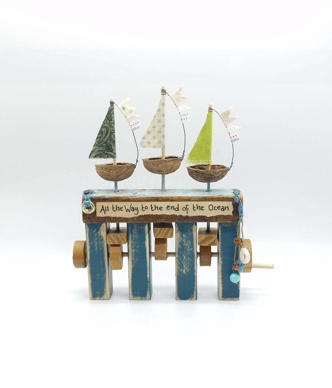 Whimsical Handcrafted Automaton With Moving Walnut Shell Boats ...
