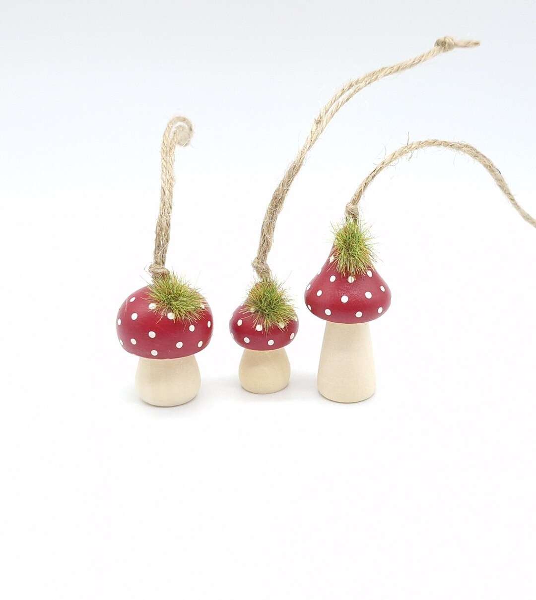 Set of Three Hand Painted Toadstools / Mushrooms. Hanging Wooden ...