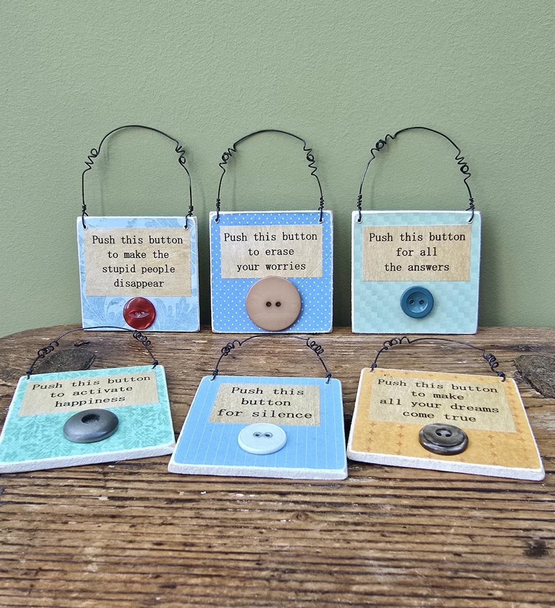Small Hanging Wooden Sign /plaque. Magic Button. Novelty Funny Gift ...